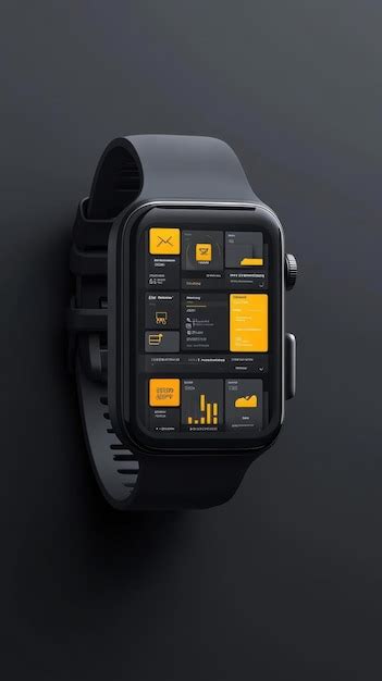 Smartwatch Ui Design With Dark Mode And Yellow Accents Premium Ai Generated Image