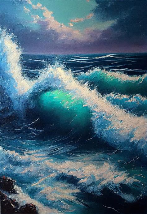 Seascape Oil On Canvas Painting Artwork In The Abc Cb Fa Abdb Ebef By