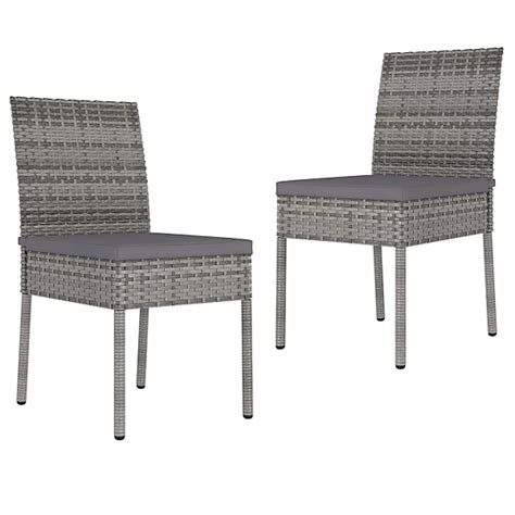 3 Piece Outdoor Dining Set With Cushions Poly Rattan Grey