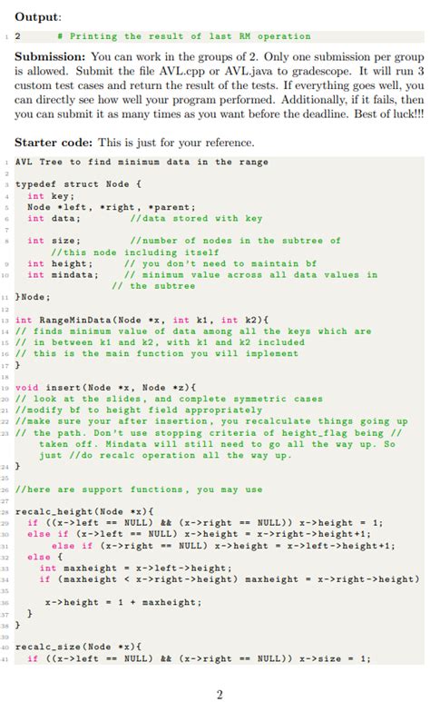 Problem Statement Range Minimum Queries On Avl Trees