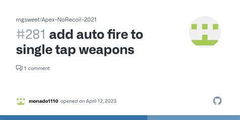Add Auto Fire To Single Tap Weapons Issue 281 Mgsweet Apex NoRecoil 2021 GitHub