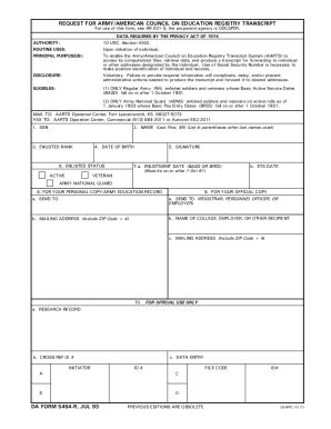 Fillable Online Request Your Military Transcript Fax Email Print PdfFiller