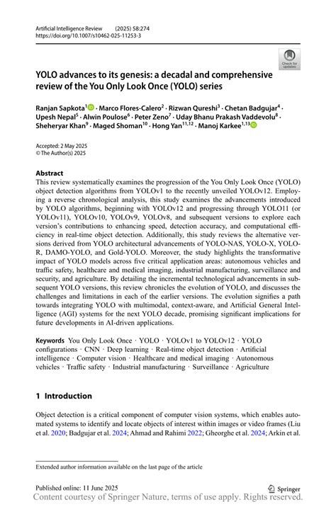 Pdf Yolo Advances To Its Genesis A Decadal And Comprehensive Review