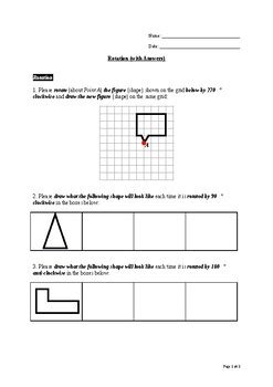 Rotation With Answers By Maths With Mr Jack TPT