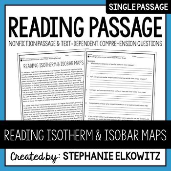 Reading Isotherm And Isobar Maps Reading Passage By Stephanie Elkowitz