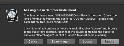 my track has an error missing file in sampler instrument but i still