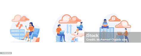 클라우드 스토리지 개념 정보 호스팅 기술 데이터 스토리지 및 백업 클라우드 데이터 서버 플랫 벡터 현대 일러스트레이션 설정 0명에 대한 스톡 벡터 아트 및 기타 이미지