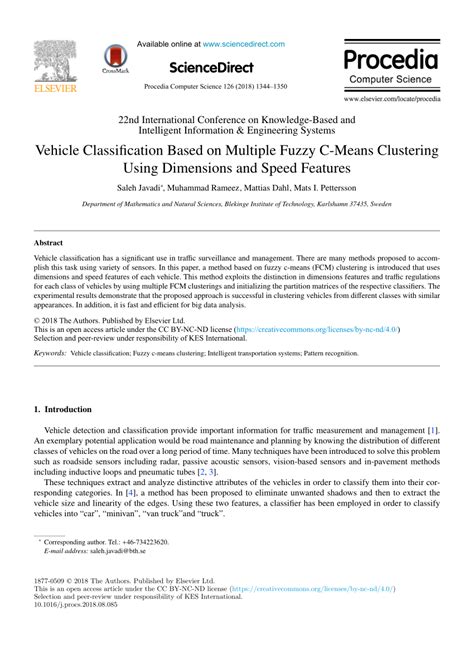 Pdf Vehicle Classification Based On Multiple Fuzzy C Means Clustering
