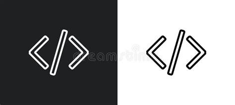 Code Outline Icon In White And Black Colors Code Flat Vector Icon From Artificial Intelligence