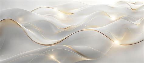 Abstract Image With A White Background Featuring Flowing Wavelike Structures Adorned With Golden