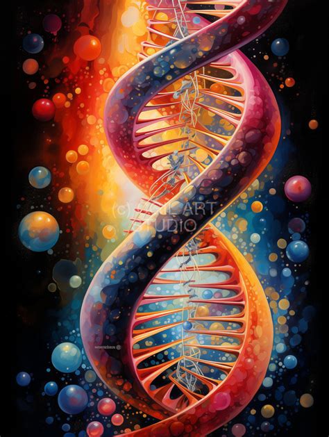 Dna Double Helix By Cacum Art Wall Art