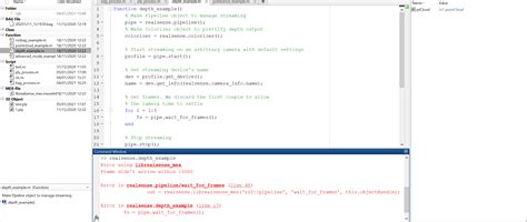 matlab error using librealsense mex frame didn t arrive within 15000