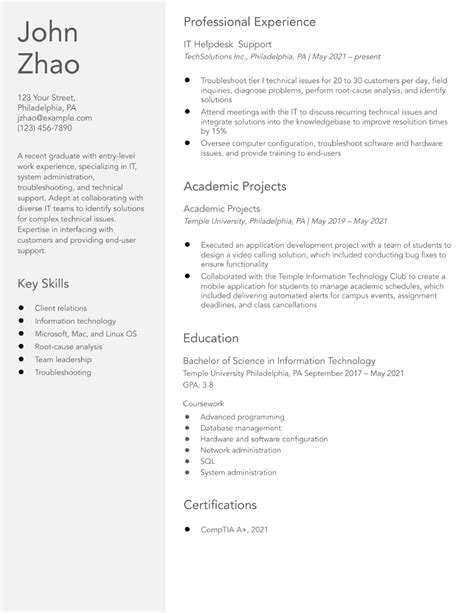 Entry Level Information Technology Resume Examples And Templates For