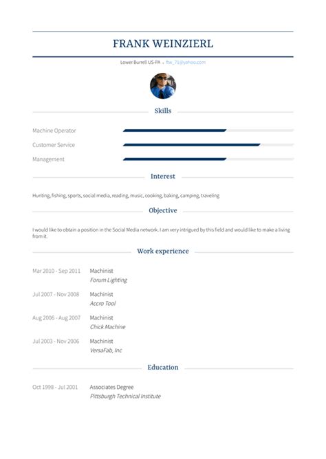 Machinist Resume Samples And Templates Visualcv
