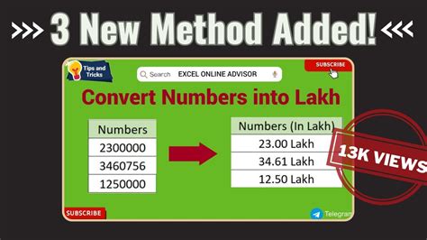 how to convert number into lakh excel tricks and tips youtube