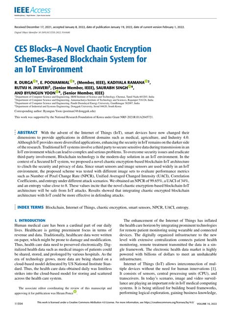 Pdf Ces Blocks—a Novel Chaotic Encryption Schemes Based Blockchain