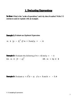 Evaluating Expressions Guided Notes And HW By Papaya Math TPT