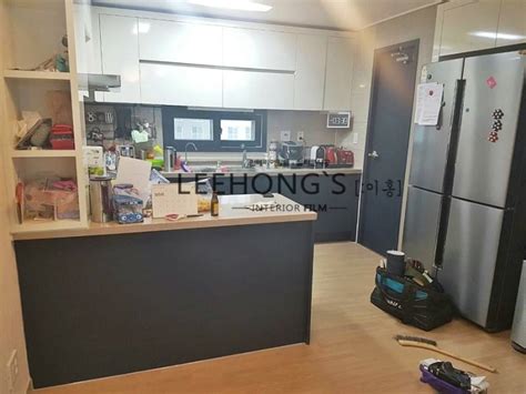 이홍인테리어필름실리콘시공 이번 의정부 낙양동 민락2지구 휴스토리 아파트 싱크대 방화문 인테리어