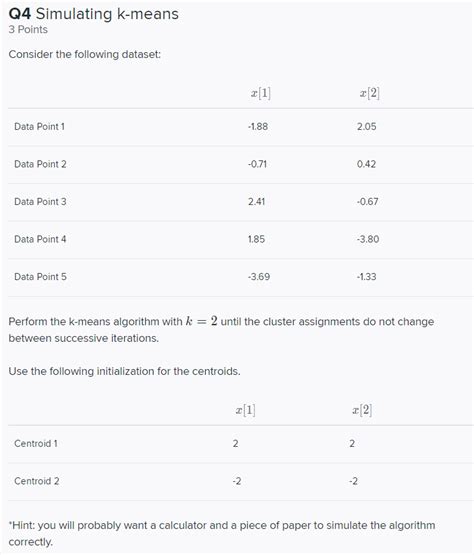 Solved Q Simulating K Means Points Consider The Following Chegg
