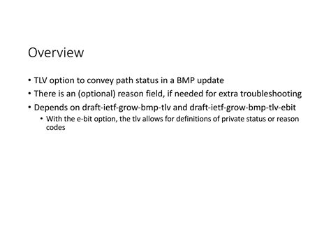 Bmp Extension For Path Status Tlv Ppt