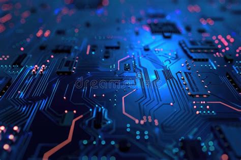 A Blue And White Computer Chip With Many Wires And Circuits By Ai Generated Image Stock