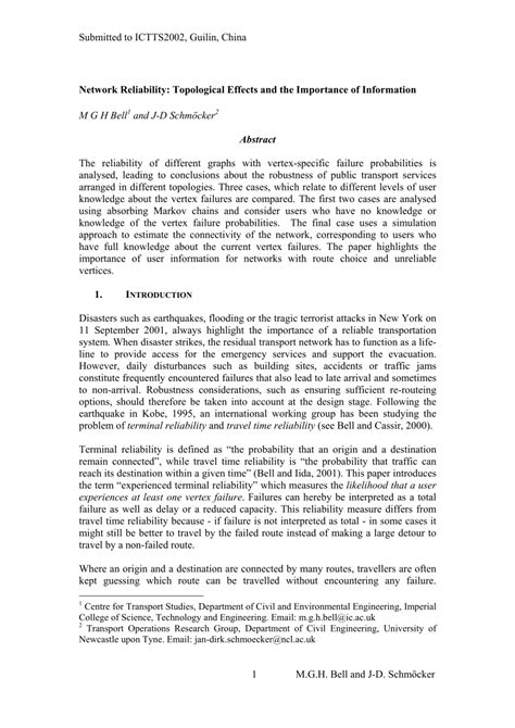 Pdf Network Reliability Topological Effects And The Importance Of Information