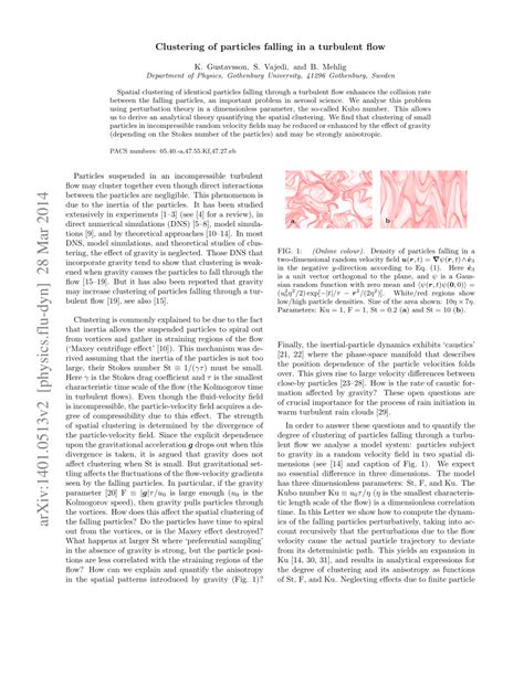 Pdf Clustering Of Particles Falling In A Turbulent Flow