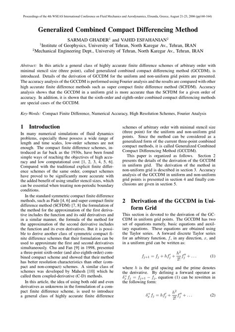 Pdf Generalized Combined Compact Differencing Method