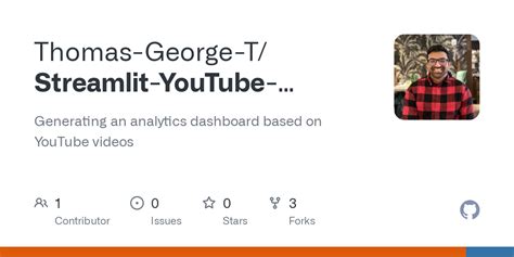 Github Thomas George Tstreamlit Youtube Dashboard Generating An