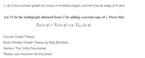 Solved Let G Be A Simple Graph No Loops Or Multiple Chegg