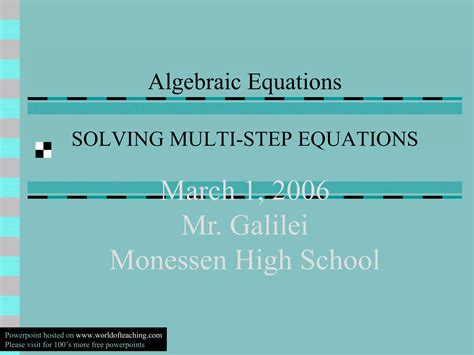 Solving Multi Step Equations PPT