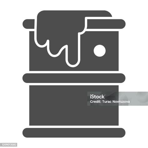 연료 배럴 솔리드 아이콘입니다 화학 금속 캔 누출 드럼 용기를 떨어뜨렸다 석유 산업 벡터 디자인 개념 흰색 배경에 글리프 스타일 그림 0명에 대한 스톡 벡터 아트 및 기타