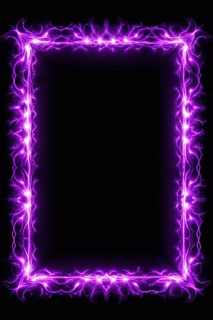 Purple Lighting Frame On Black Background Premium Ai Generated Image