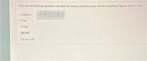solved carry out the following calculation and report the