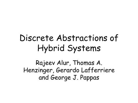 Ppt Discrete Abstractions Of Hybrid Systems Powerpoint Presentation Free Download Id5124571
