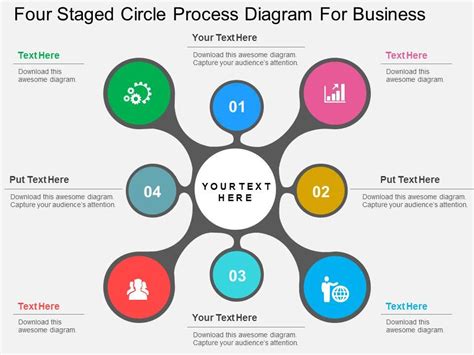 Four Staged Circle Process Diagram For Business Flat Powerpoint Design PowerPoint Templates