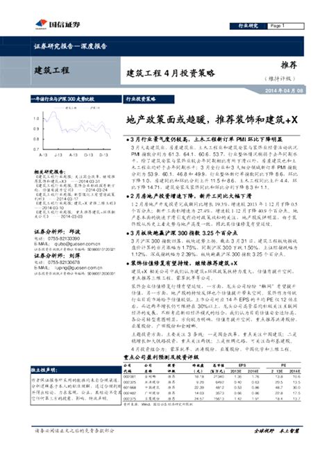 建筑工程4月投资策略地产政策面或趋暖推荐装饰和建筑x
