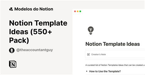 galeria de modelos do notion — notion template ideas 550 pack