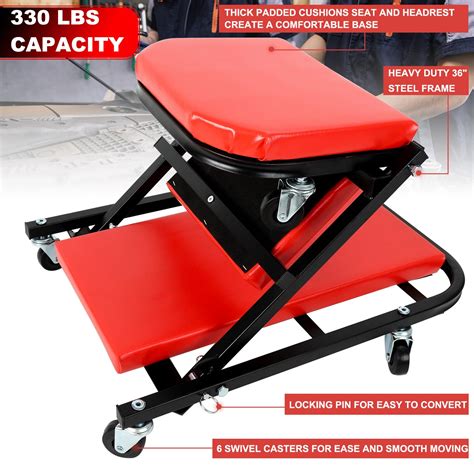 36 Inch Foldable Creeper Seat 2 In 1 Z Shape Creeper