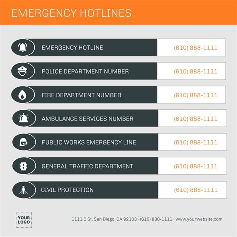 Emergency Hotlines Custom Design Emergency Contact List