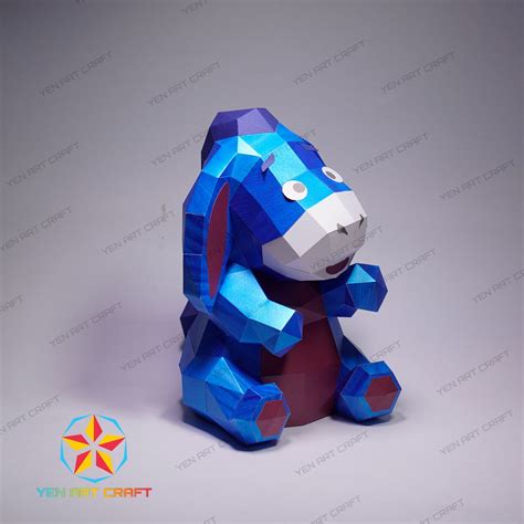 Diy Eeyore Papercraft Pdf Svg Template For Creating 3d Eeyore Paper Craft Diy Craft Kit Low