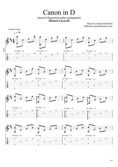 Canon In D Fingerstyle Guitar Tab Pdf