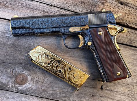 Colt 1911 Royal Blue Gold Small Scroll My Site