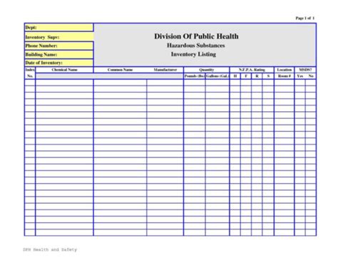 Chemical Inventory Spreadsheet — Db