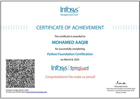 Though Finished It Earlier Here I Am Finally Done With The Infosys Python Foundation