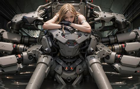 Обои девушка фантастика робот Digital Art мир будущего цифровое искусство Cyberpunk Scifi