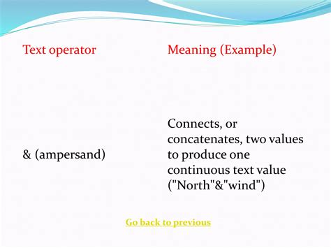 Ms Excel The Four Types Of Operator Pptx