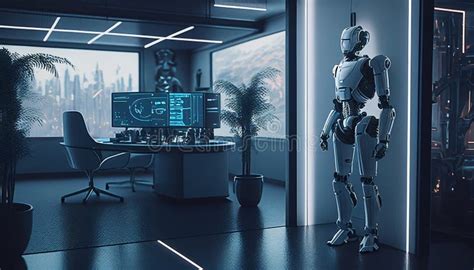 Robot Data Flow Concept Networking Technology Concept Stock Illustration Illustration Of