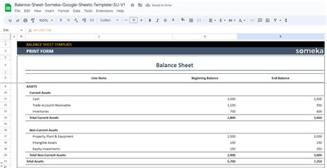 Balance Sheet Template Google Sheets Printable Balance Sheet