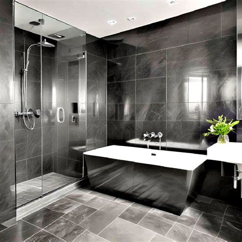 Large Dark Bathroom Tiles